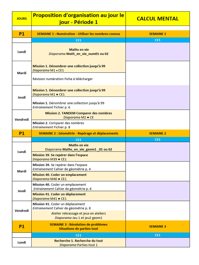 PROG TANDEM CE1 Période 1 | PDF