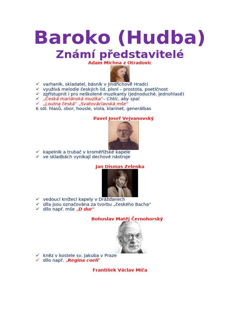 Baroko Hudba Představitelé | PDF