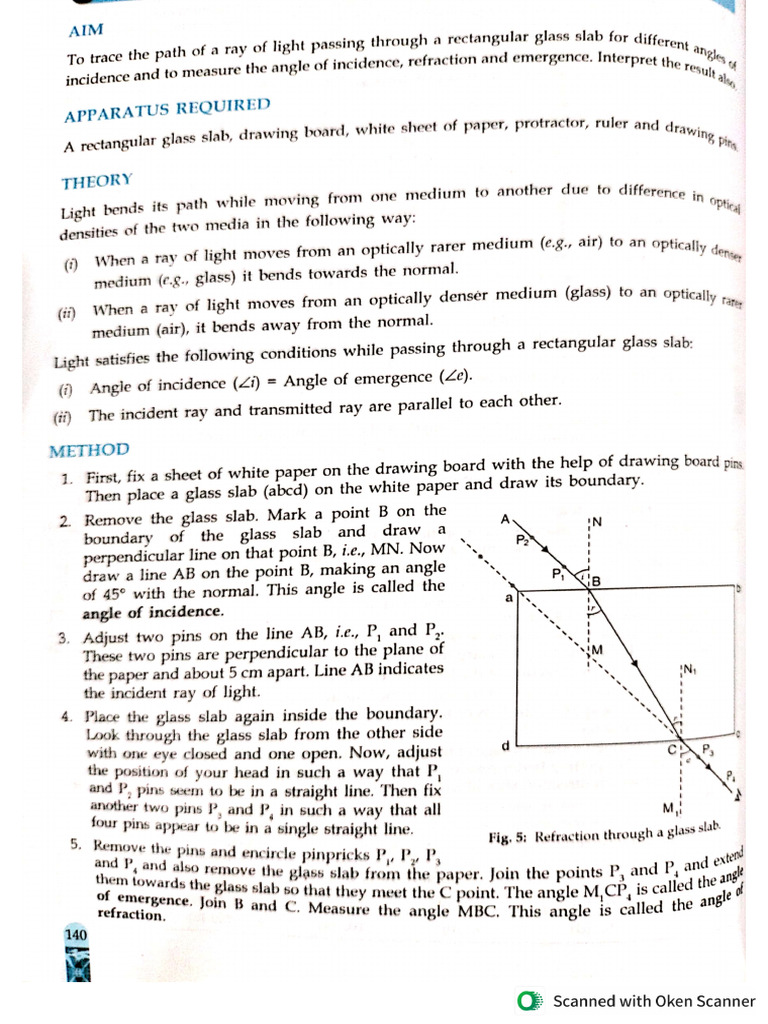 Physics Glass Slab Practical | PDF