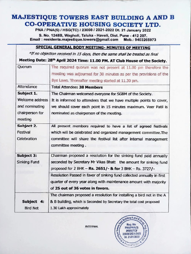 SGBM April 28th 2024 | PDF