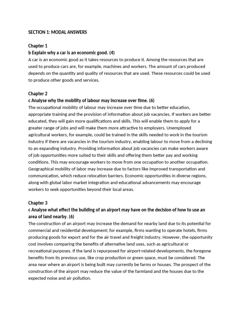 Modal Ans. Section 1 Book Exercises | PDF | Labour Economics | Employment