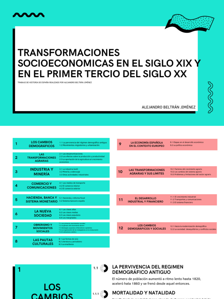 Transformaciones Socioeconomicas en El Siglo Xix y en El Primer Tercio Del Siglo XX | PDF