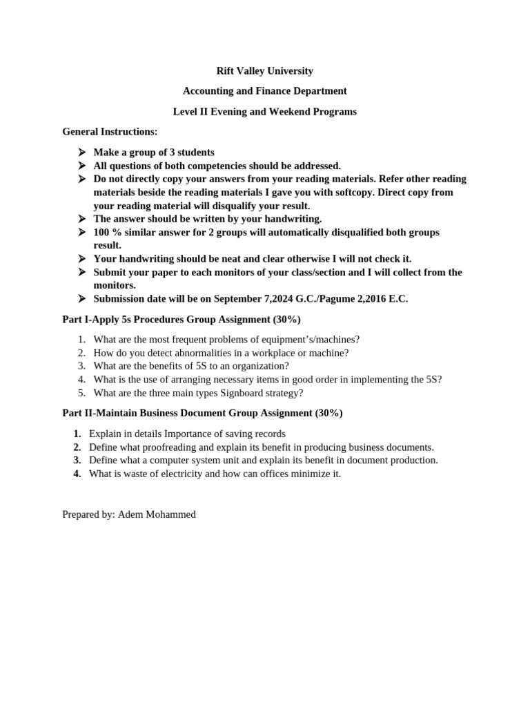 TVET Program Assignment | PDF