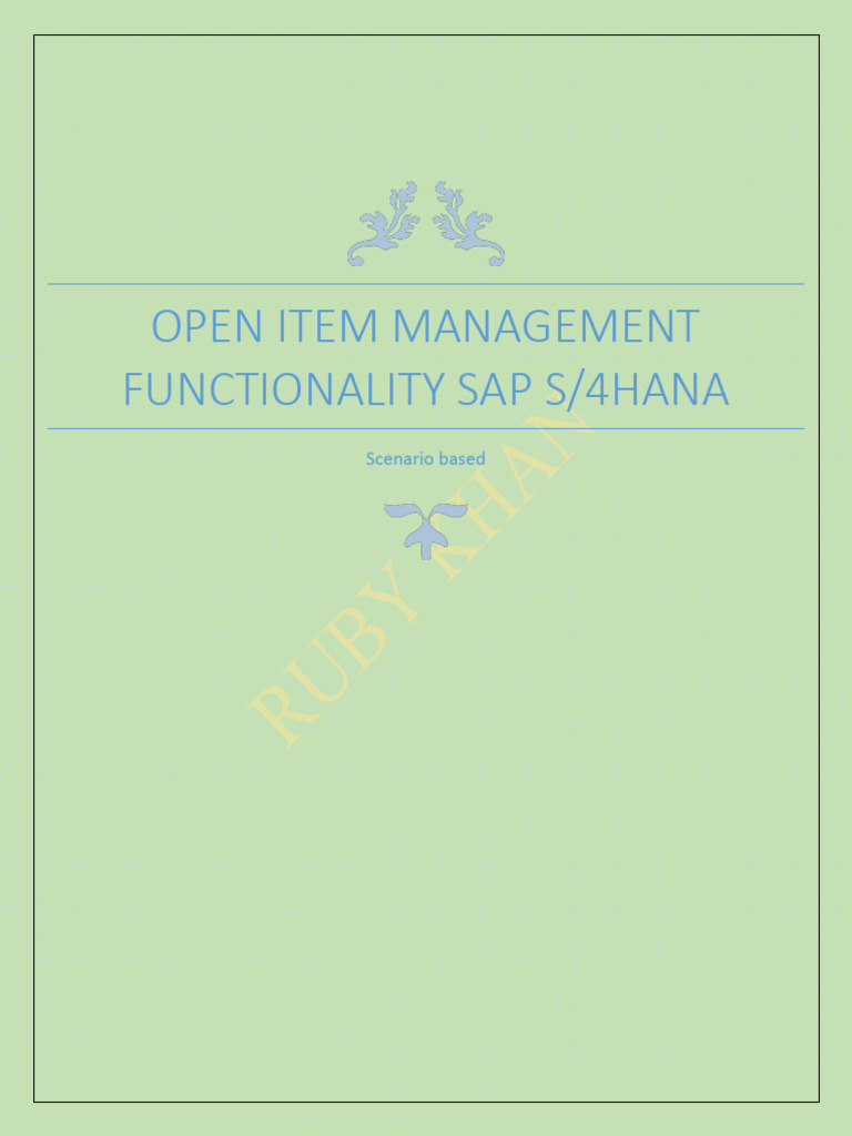 Open Item Management Functionality in SAPS - 4hana | PDF