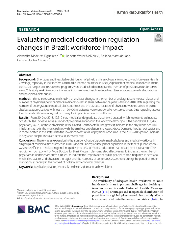 Evaluating Medical Education Regulation Changes in Brazil - Workforce ...