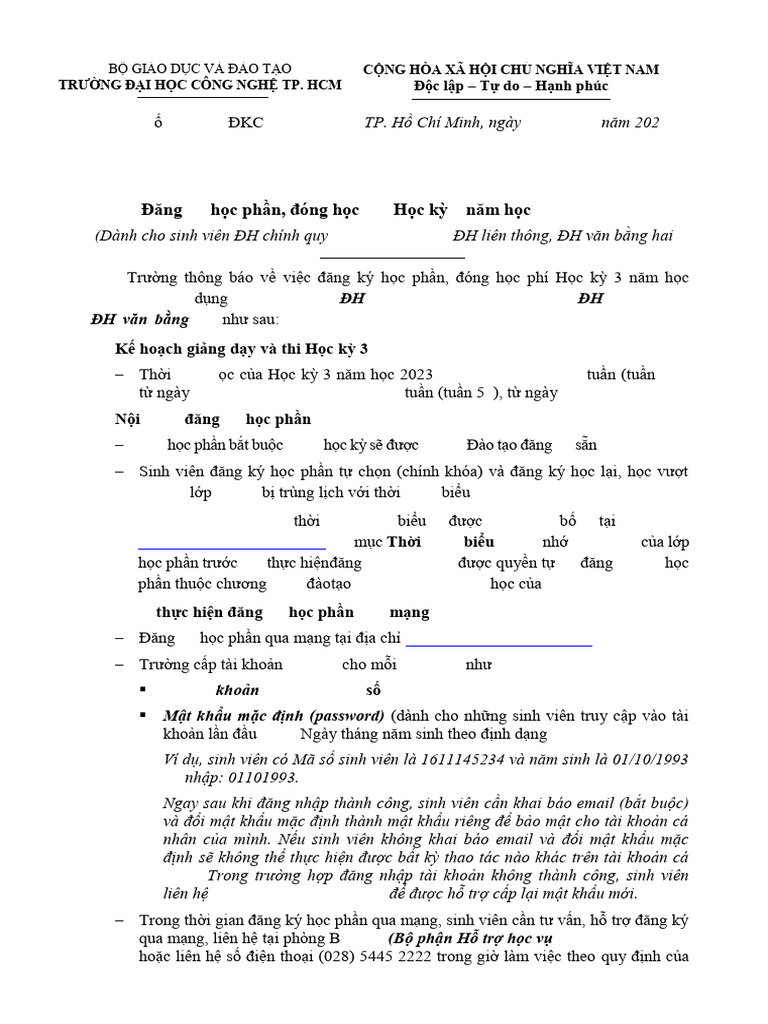 90156tb Dang Ky Hoc Phan hk3 2023 2024 | PDF