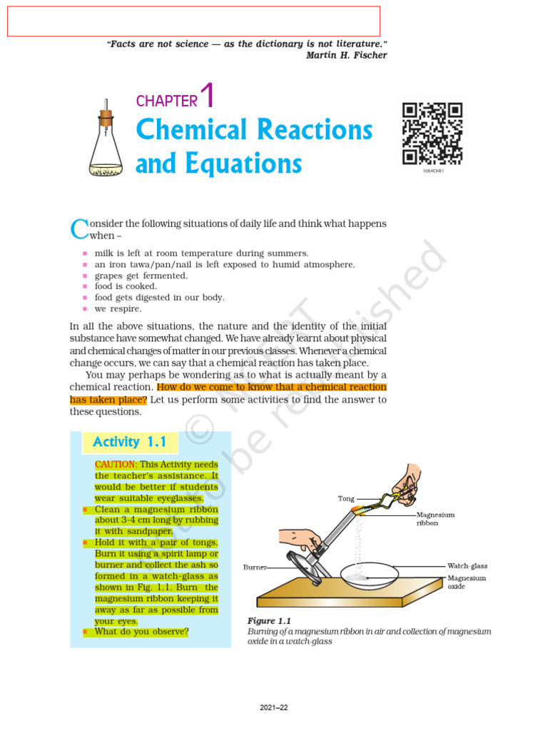 Science Chapter 1 - Chemical Reactions and Equations | PDF