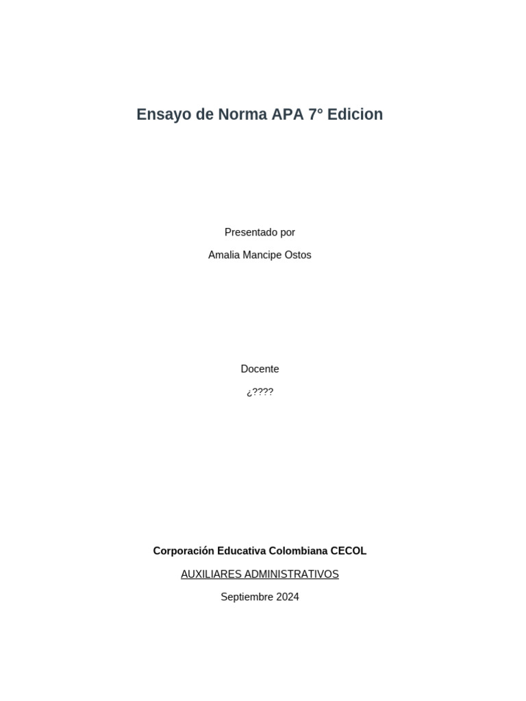 Ensayo Normas APA | PDF | Estilo apa | Crecimiento personal y profesional