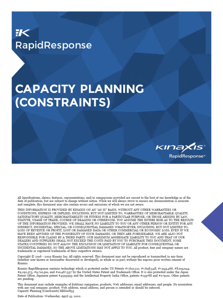 Capacity Planning (Constraints) Reduced Size | PDF