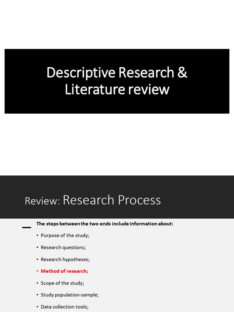 4. Descriptive research and LR-1 | PDF