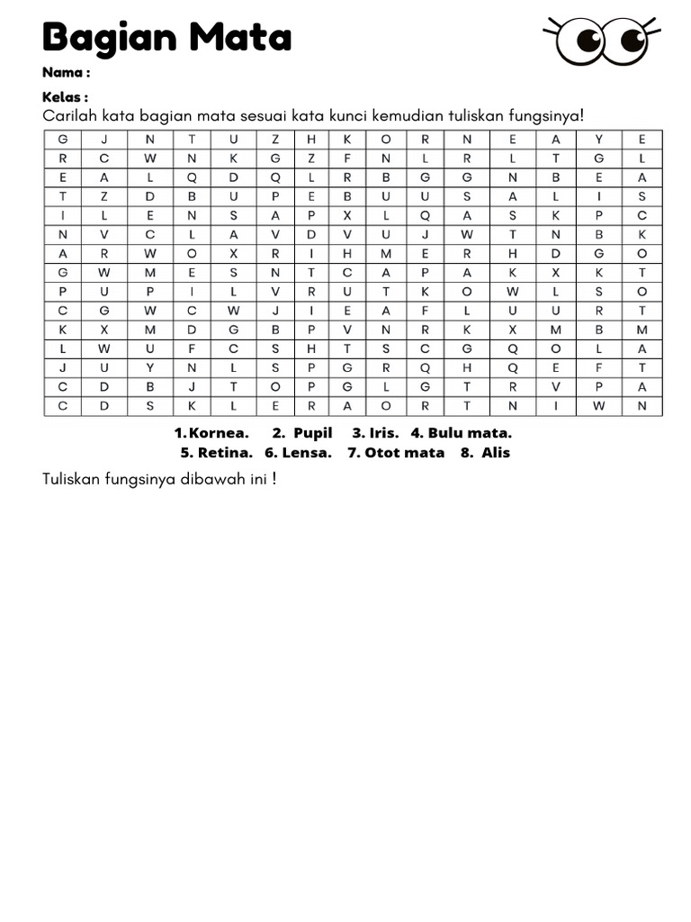 Word Search Bagian Mata | PDF
