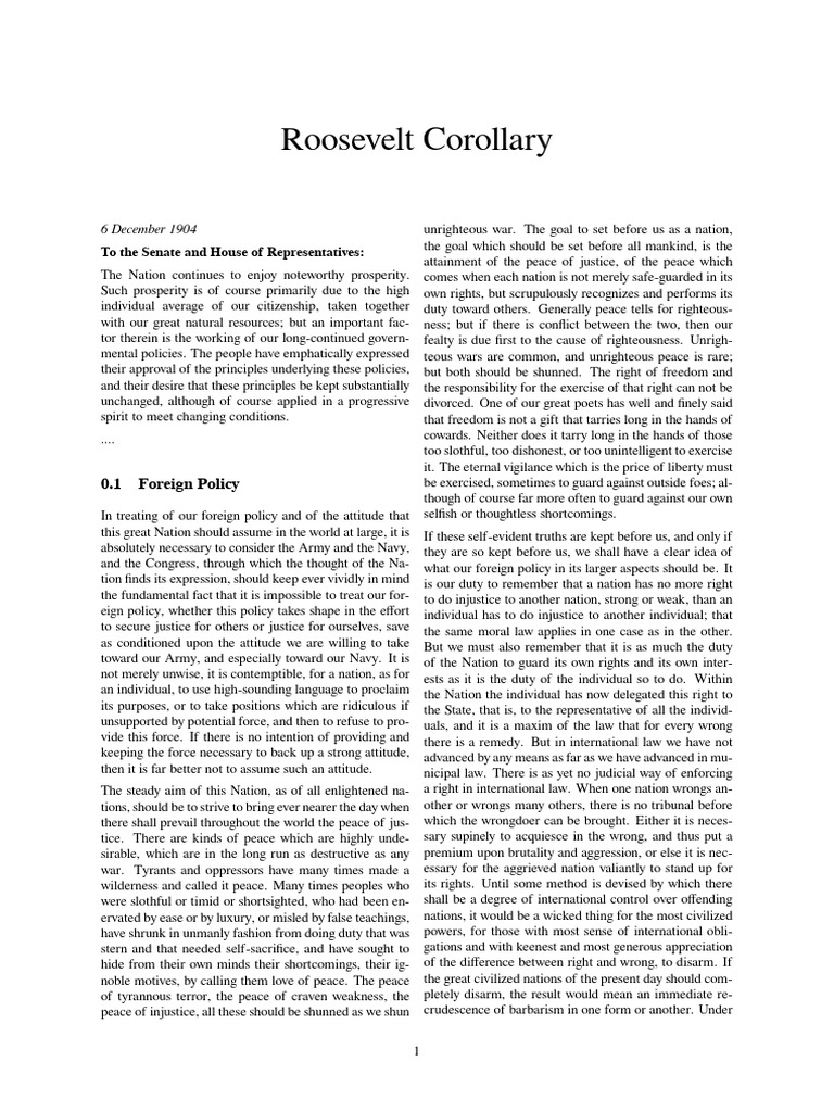 Roosevelt Corollary-1 | PDF