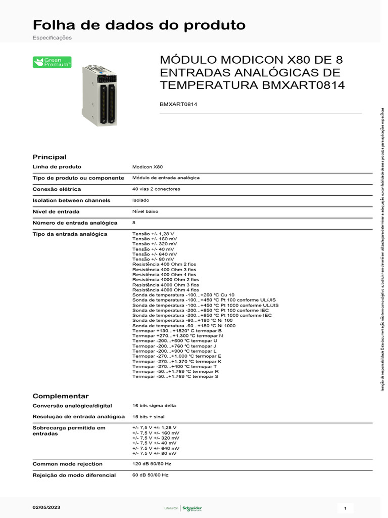 E - S Modicon X80 - BMXART0814 | PDF