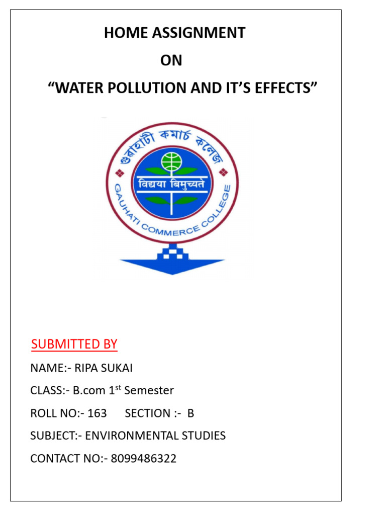 Home Assignment ON "Water Pollution and It'S Effects": Submitted by | PDF