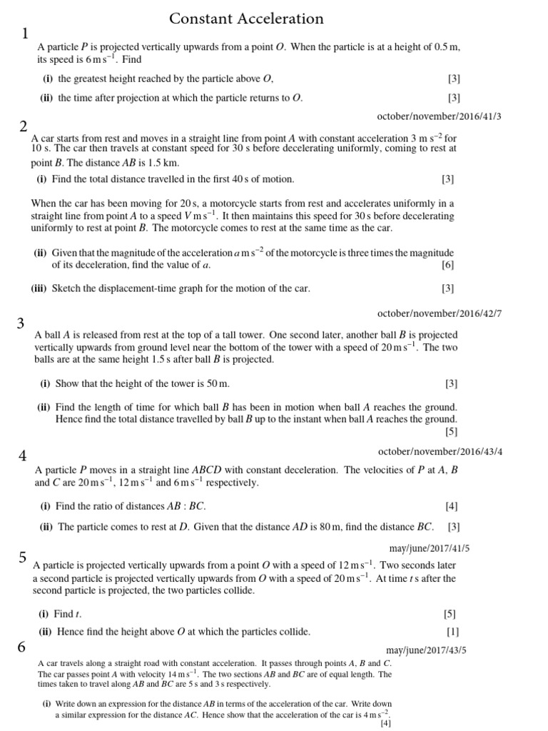 Chap 2 Constant Acceleration | PDF