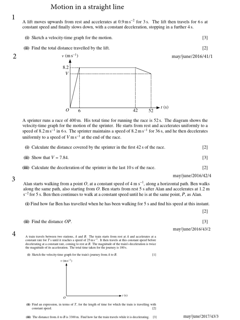 Chap 1 Motion in A Straight Line | PDF