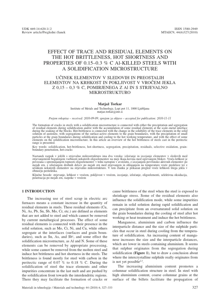 Tramp Elements and Billet Carcking | PDF | Steel | Metals