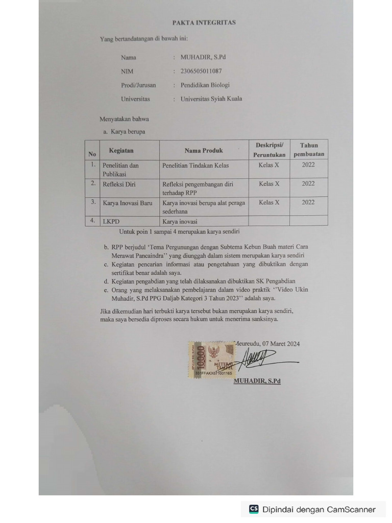 Pakta Integritas Siap | PDF