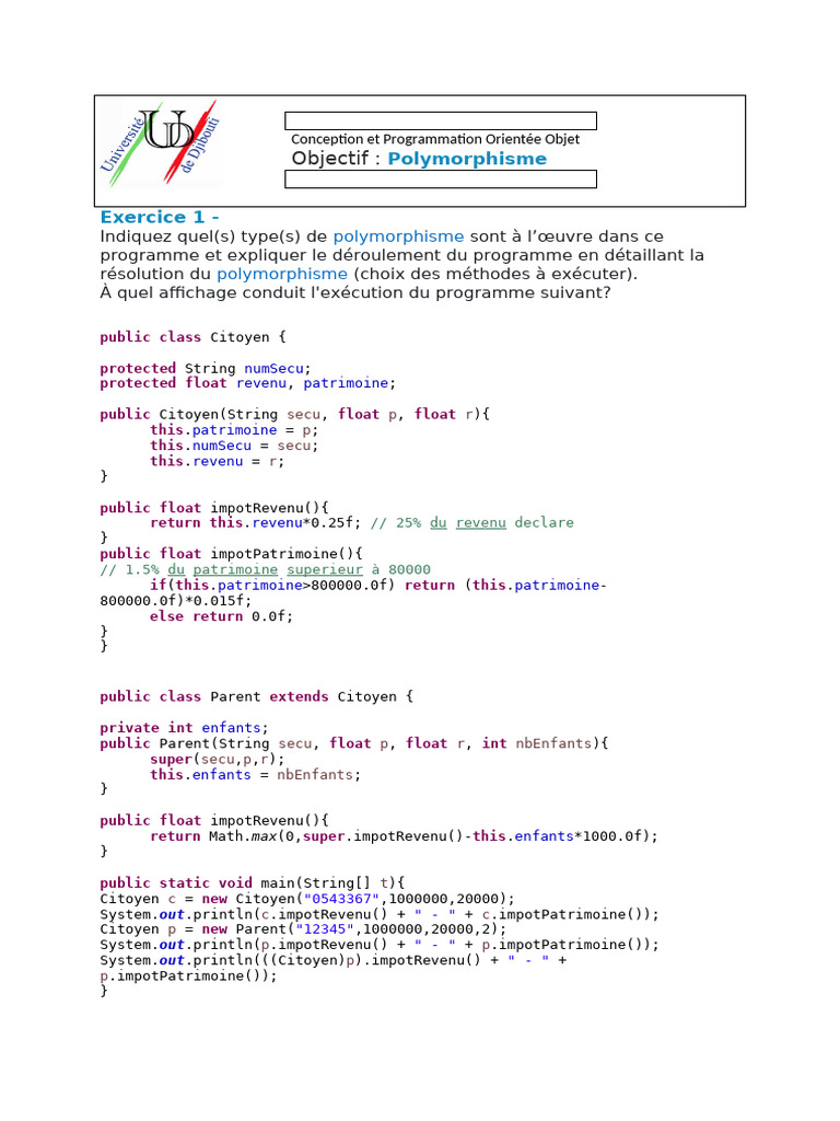 Exercice Polymorphisme | PDF