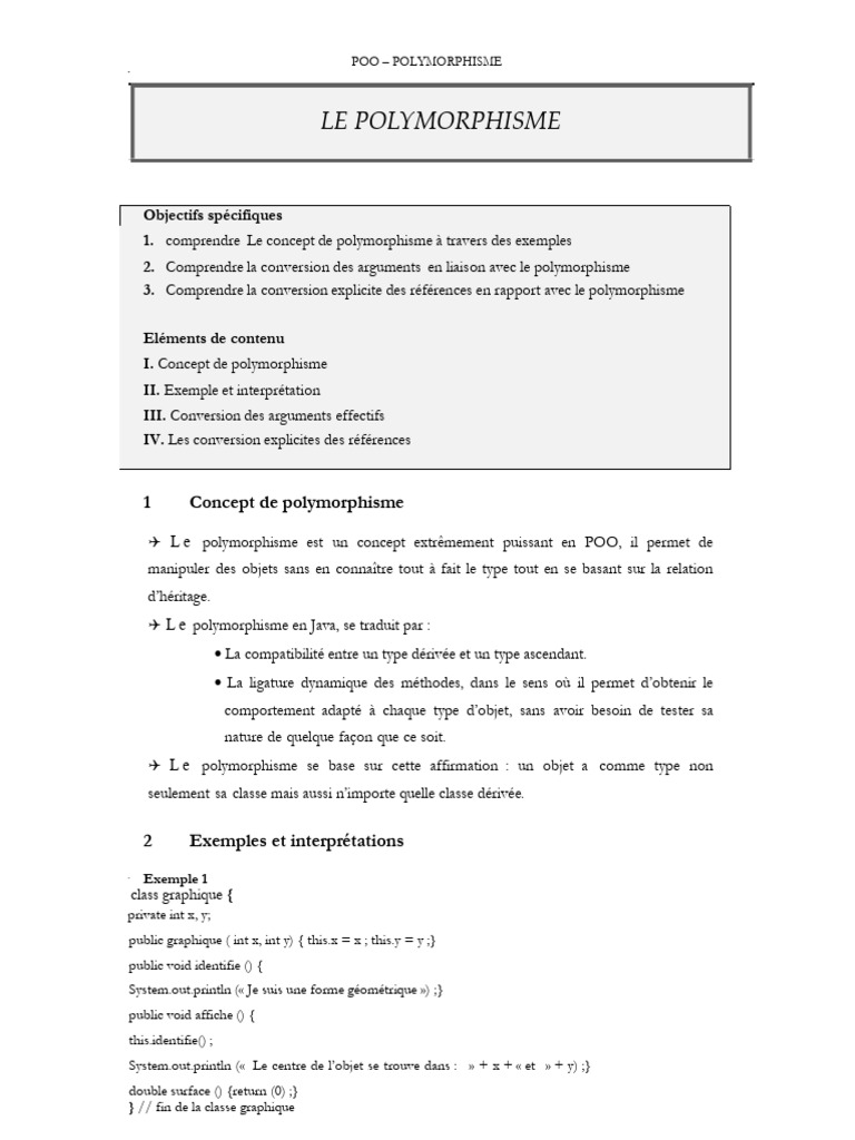 Cours Polymorphisme | PDF