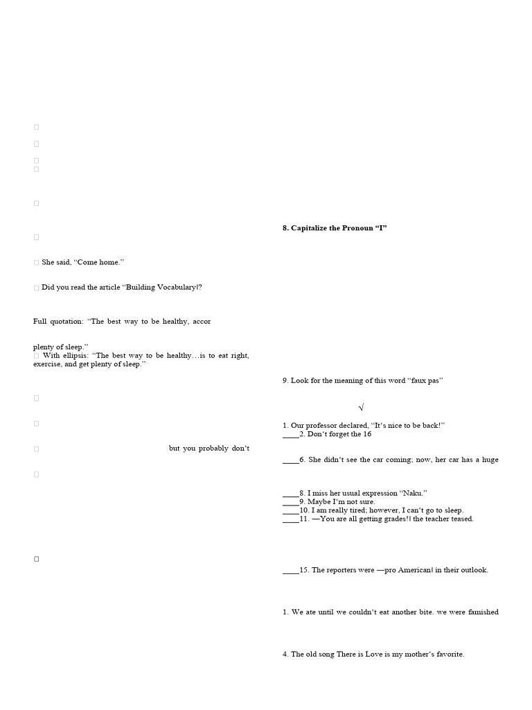 Activity Sheets in Punctuation and Capitalization | PDF