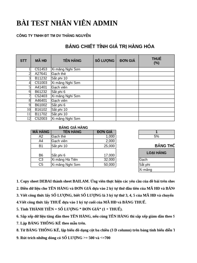 Bài Test SALE ADMIN | PDF