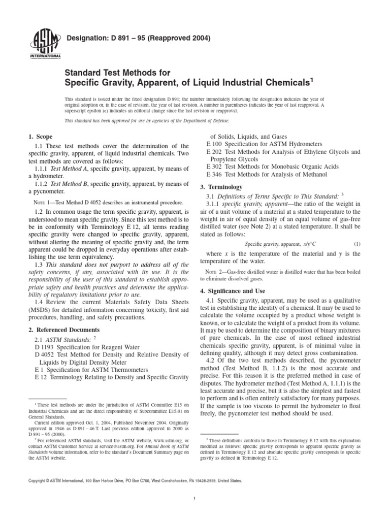 ASTM D 891 Densidade | PDF