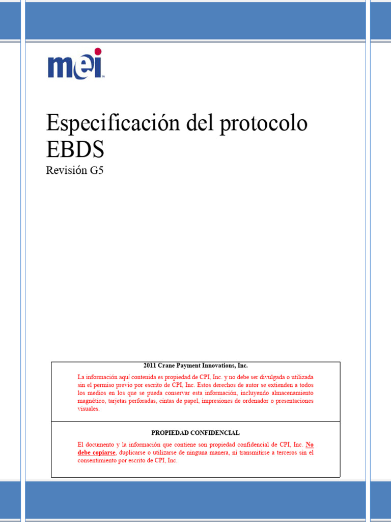 EBDS - Protocol - Specification - G5 Es | PDF