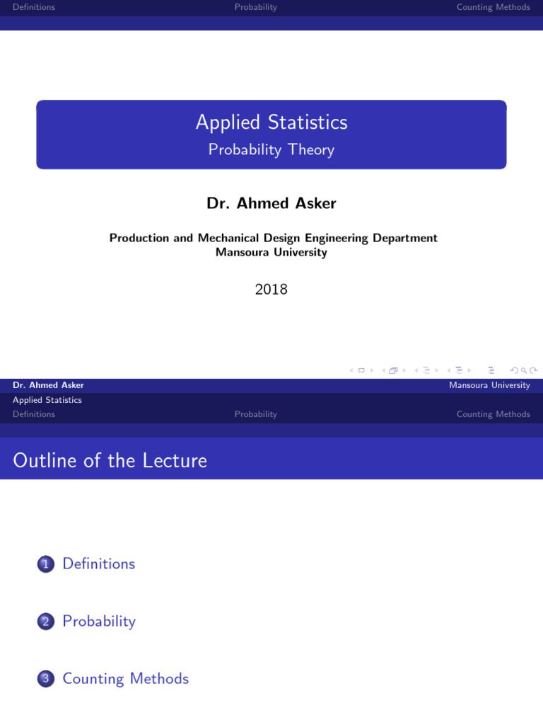 Lecture 03 - Probability Theory 1 | PDF