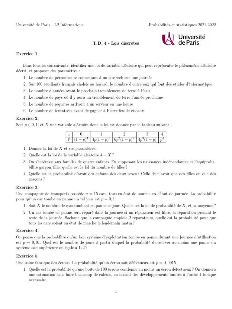 TD4-Proba Stats L2Info | PDF