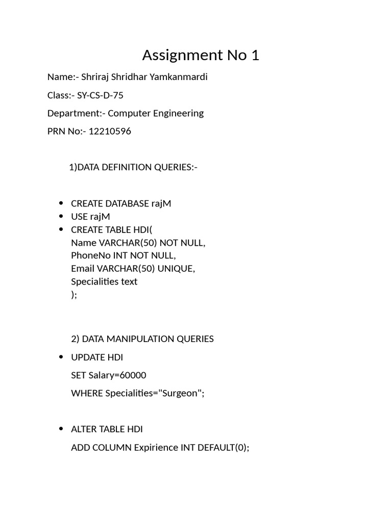 Assignment No 1 | PDF