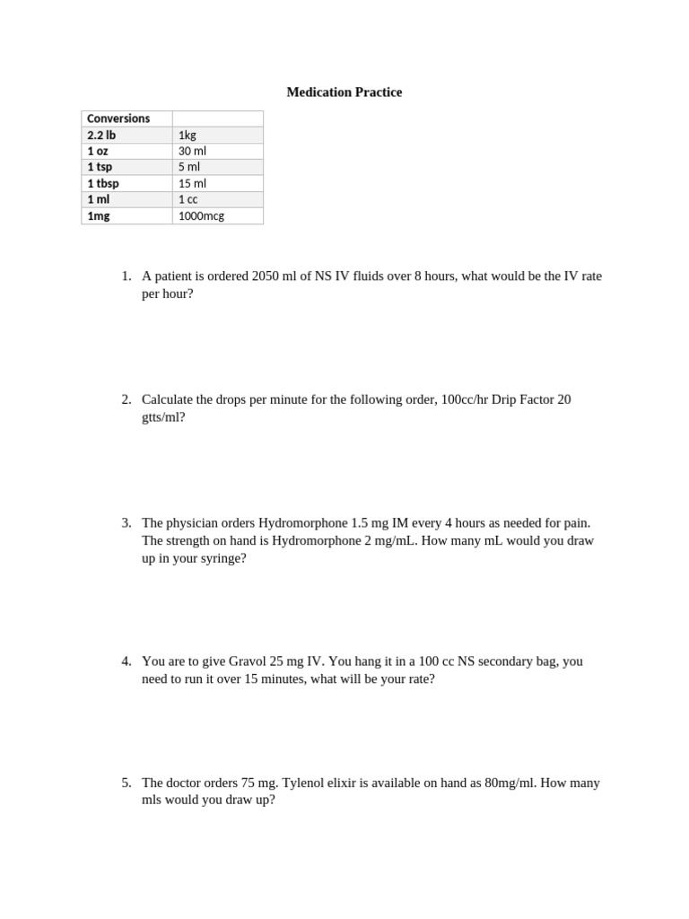 Medication Practice - B | PDF