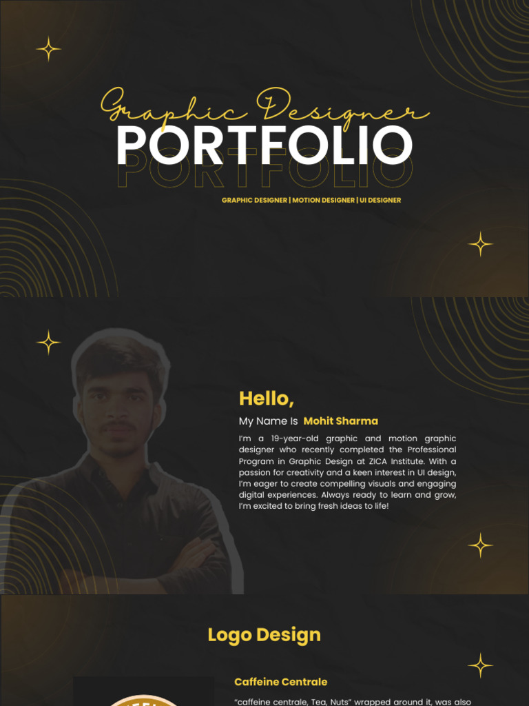 Yellow Black Texture Abstract Graphic Designer Online Portfolio | PDF