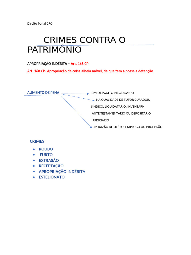Direito Penal Cfo - Crimes Contra o Patrimonio | PDF
