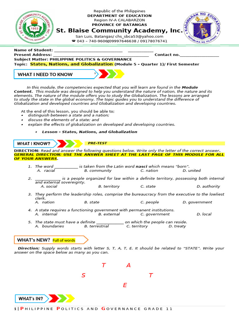 PPG Module 5 QTR 1 | PDF