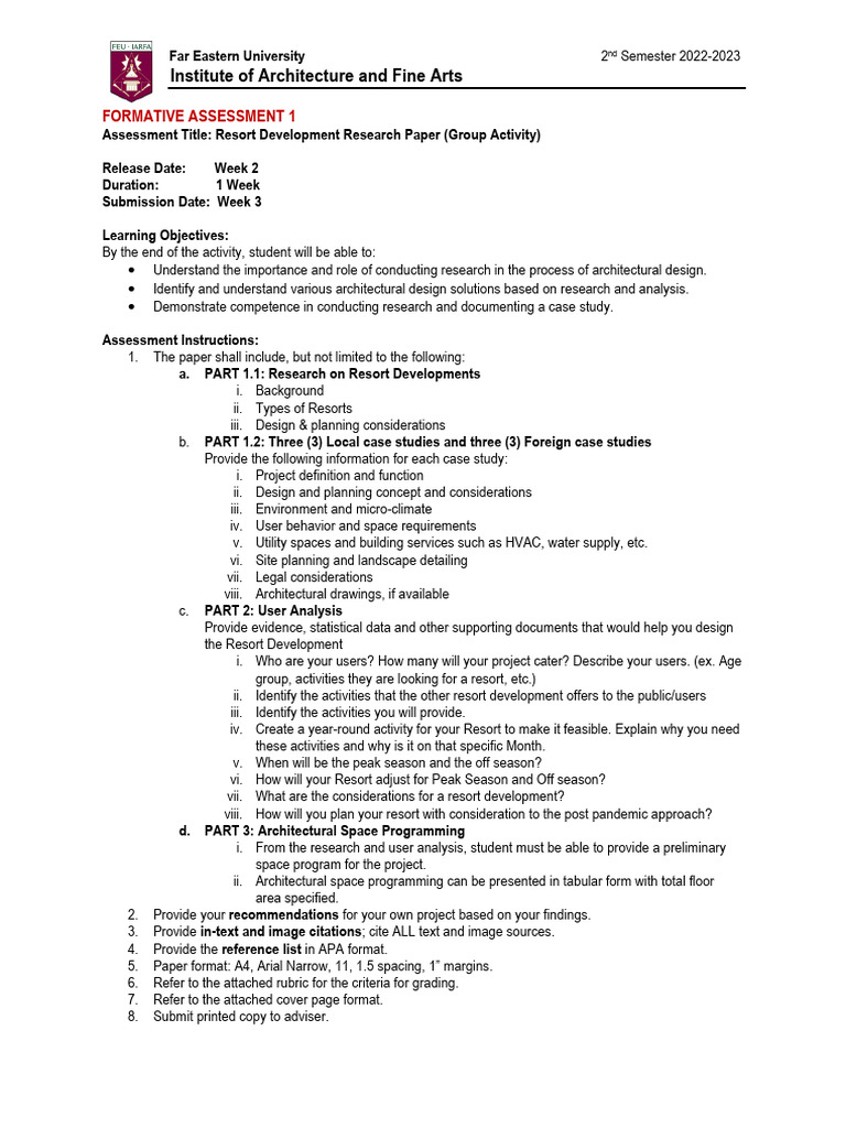ARC1406 - Formative Assessment 1 | PDF