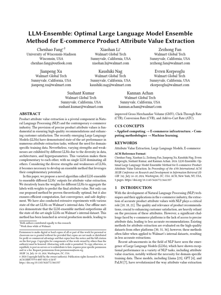 LLM-Ensemble - Optimal Large Language Model Ensemble Method For E-Commerce Product Attribute ...
