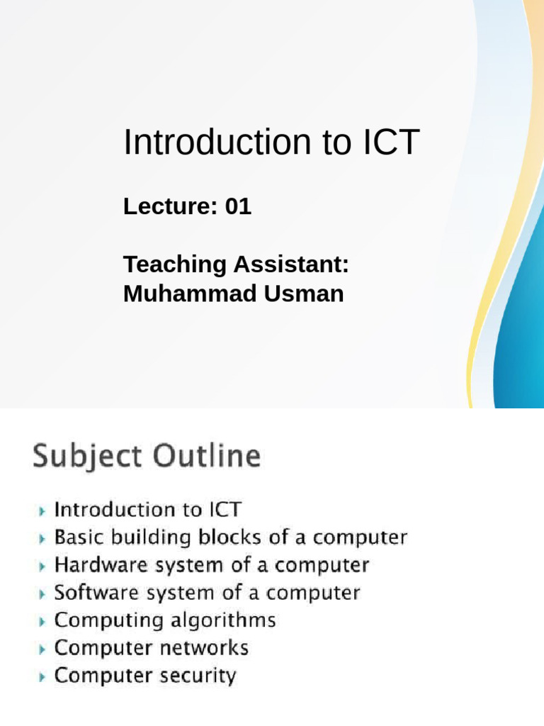 Introduction To ICT Lec 1 | PDF