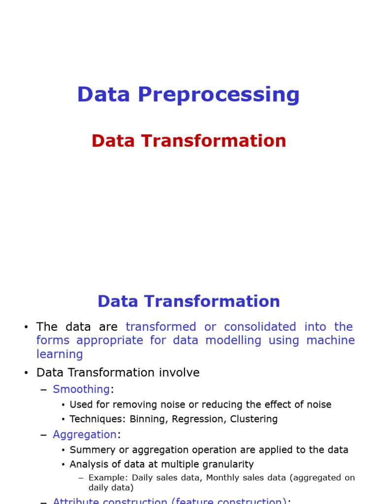 Class7 DataPreprocessing DataTransformation | PDF