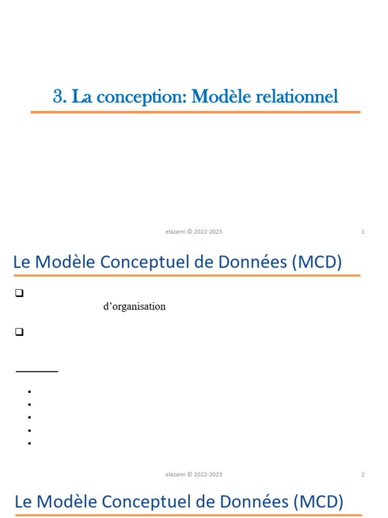 2 - Modèle Relationnel (MCD, MLD, DF, Normalisation) | PDF