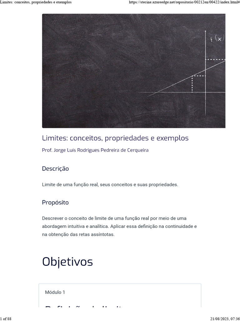 Limites - Conceitos-Propriedades e Exemplos | PDF