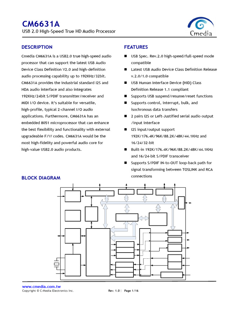 Gid1489Pdf CM6631A Datasheet v1.0 | PDF