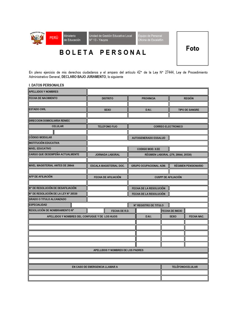 Boleta Personal 2024 | PDF