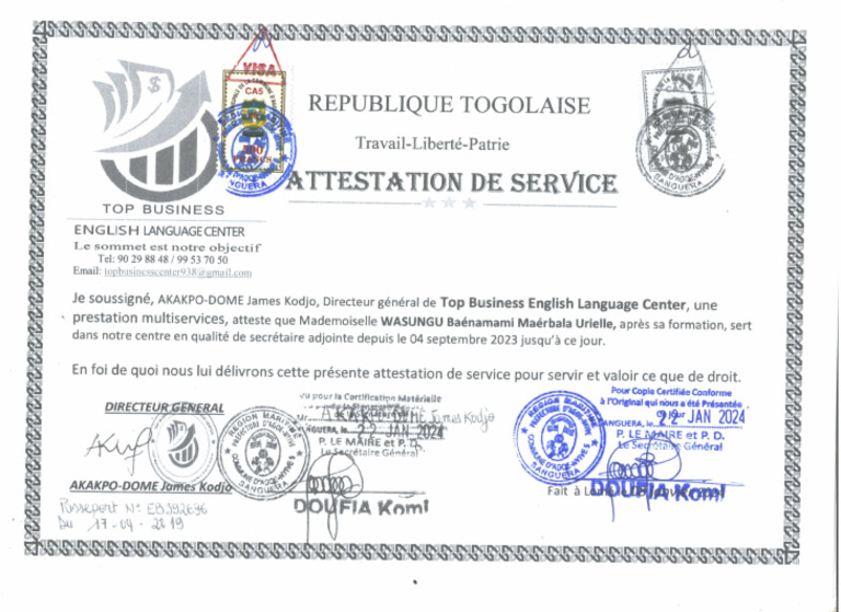 Attestation de Service | PDF