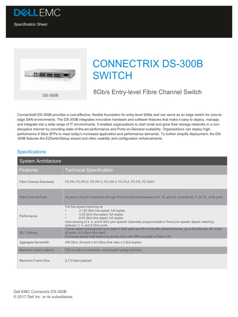 Dell Connectrix Switch DS 300B Tech Specs | PDF | Electromagnetic ...