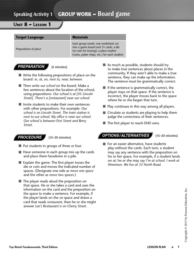UNIT 08 Speaking Activities | PDF | Room