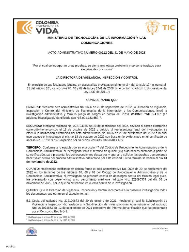 Auto de Incorporación Pruebas | PDF