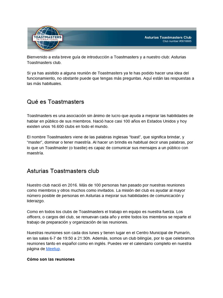 Toastmasters Guests Package | PDF