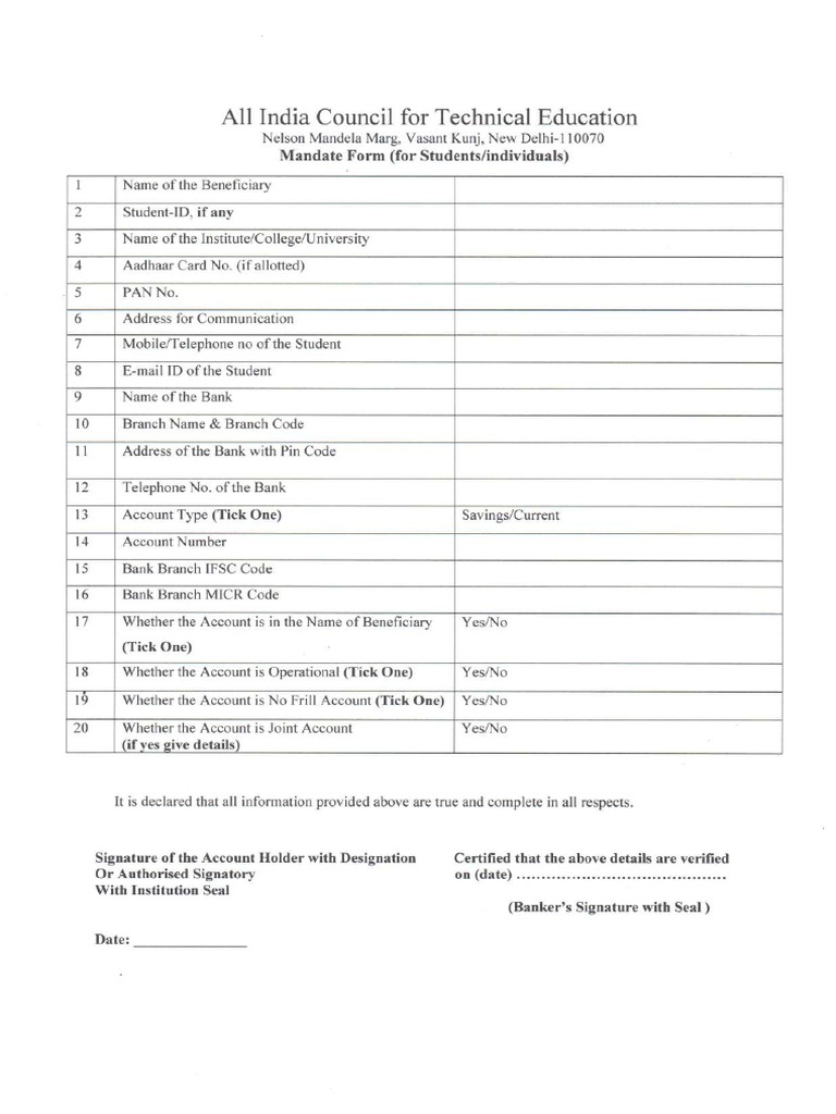 Beneficiary Mandate Form | PDF