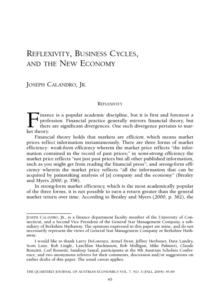 Business Cycles and Reflexivity | PDF